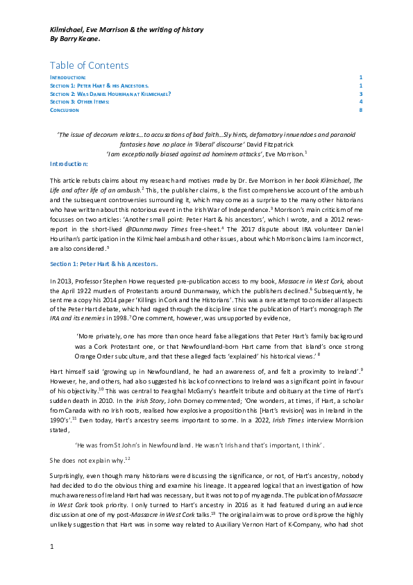 (PDF) Kilmichael, Eve Morrison & the writing of History