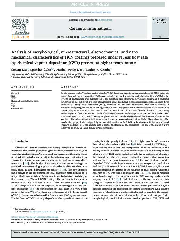 (PDF) Analysis of morphological, microstructural, electrochemical and nano mechanical ...