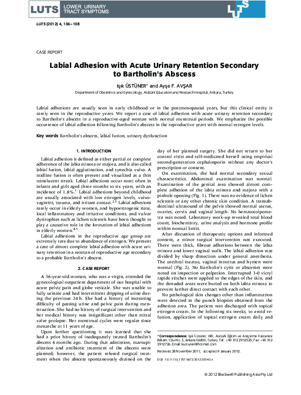 (PDF) Labial Adhesion with Acute Urinary Retention Secondary to ...