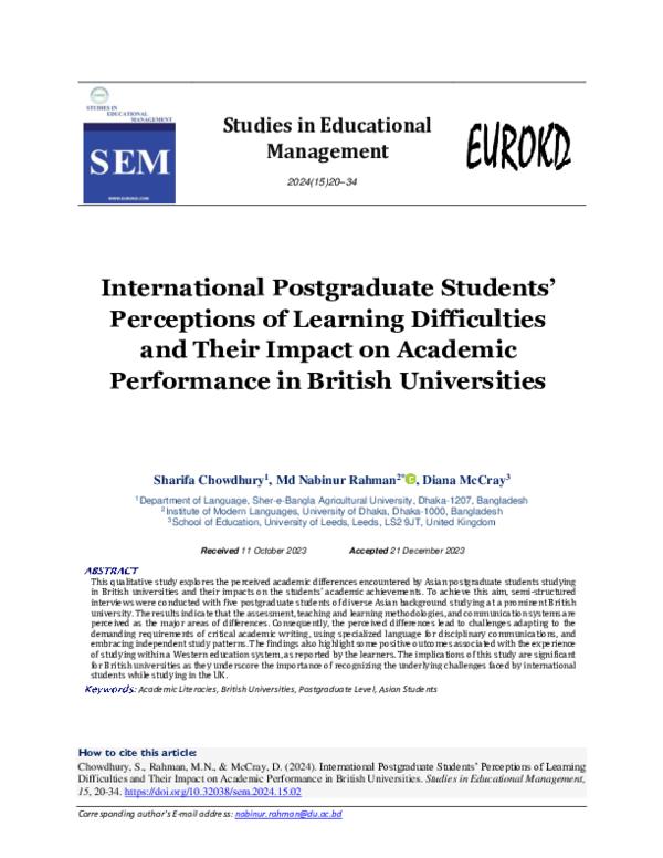 (PDF) International Postgraduate Students' Perceptions of Learning ...
