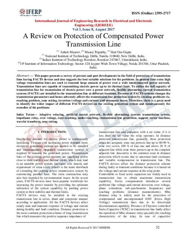 (PDF) A Review on Protection of Compensated Power Transmission Line