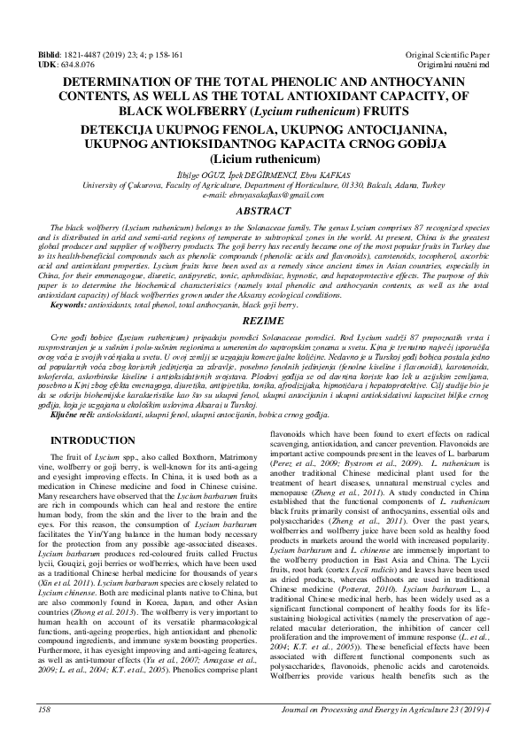 (PDF) Determination of the Total Phenolic and Anthocyanin Contents and Antimicrobial Activity of ...