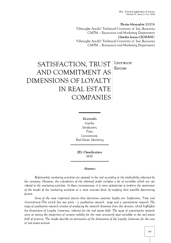 (PDF) Satisfaction, Trust and Commitment as Dimensions of Loyalty in ...