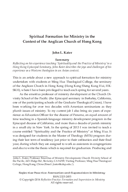 (PDF) Spiritual Formation for Ministry in the Context of the Anglican ...