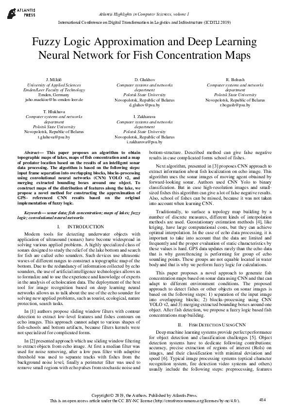 (PDF) Fuzzy Logic Approximation and Deep Learning Neural Network for Fish Concentration Maps