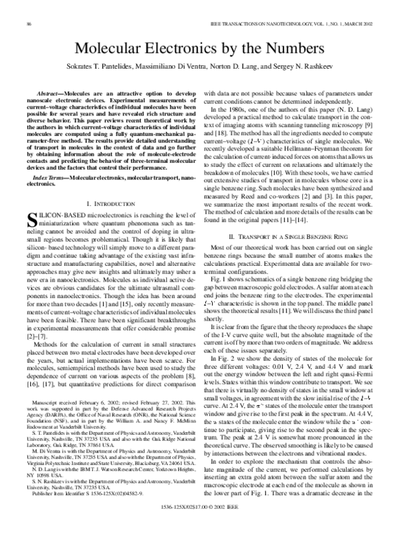 (PDF) Molecular electronics by the numbers