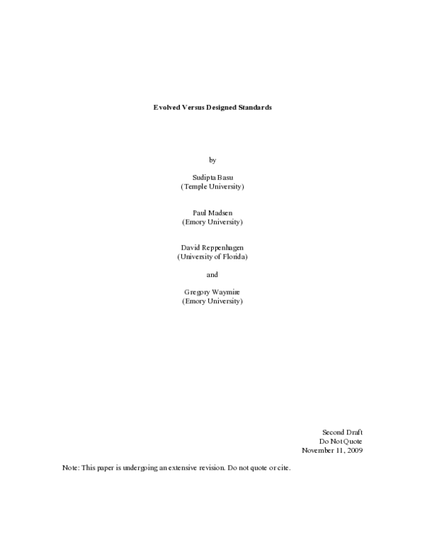 (PDF) Evolved Versus Designed Standards