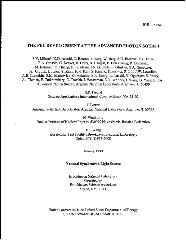 (PDF) FEL development at the Advanced Photon Source