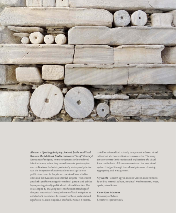(PDF) “Speaking Antiquity: Ancient Spolia as a Visual Koine in the ...