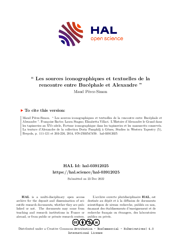 (PDF) « Les sources iconographiques et textuelles de la rencontre entre ...