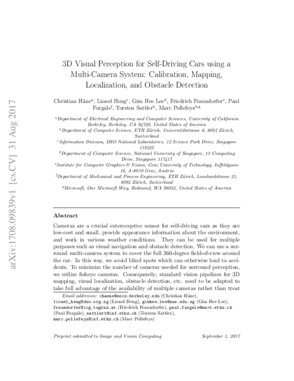 (PDF) 3D visual perception for self-driving cars using a multi-camera ...