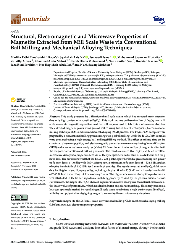 (PDF) Structural, Electromagnetic and Microwave Properties of Magnetite Extracted from Mill ...