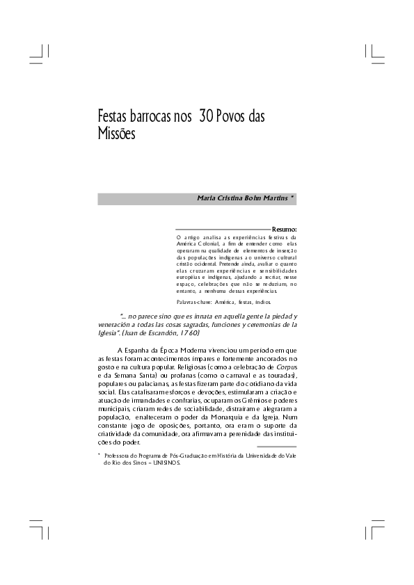 (PDF) Festas barrocas nos 30 Povos das Missões