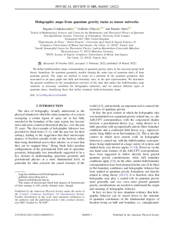(PDF) Holographic maps from quantum gravity states as tensor networks