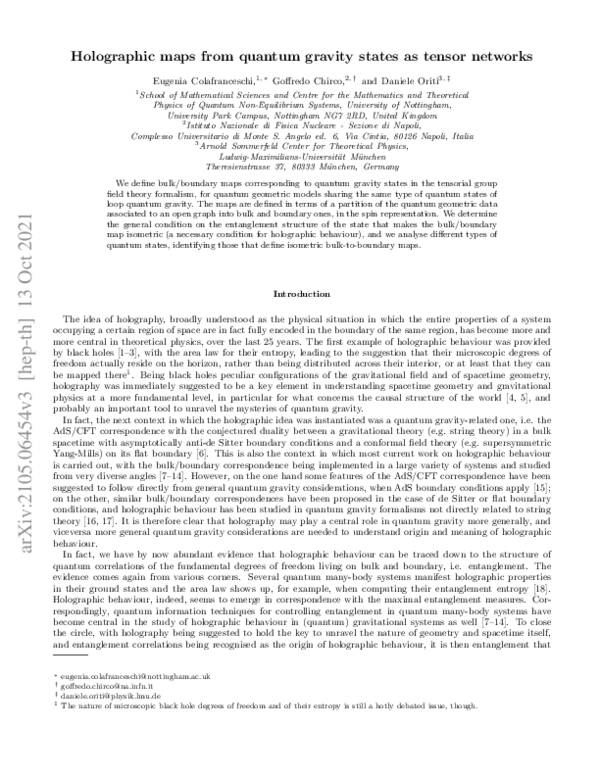 (PDF) Holographic maps from quantum gravity states as tensor networks ...