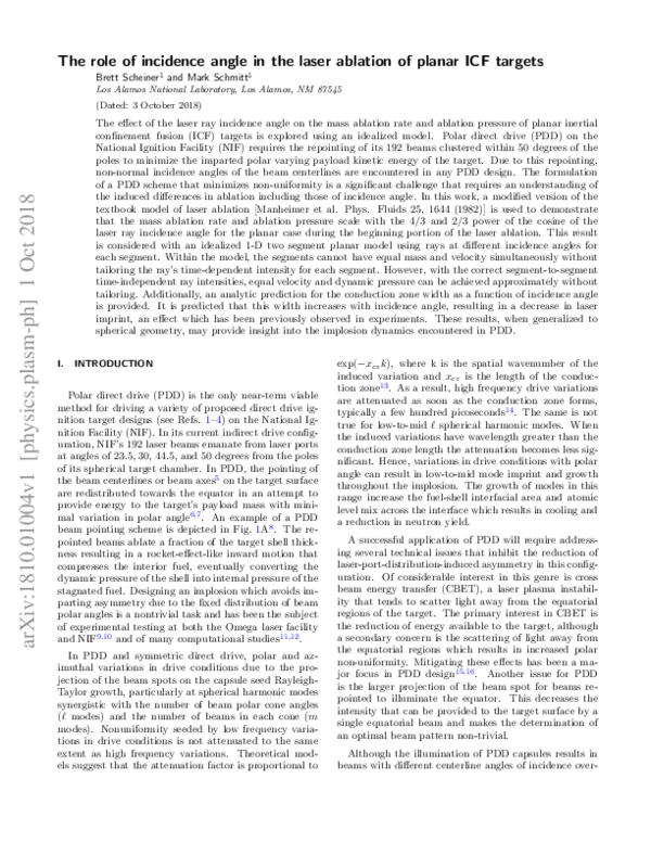 (PDF) The role of incidence angle in the laser ablation of a planar target