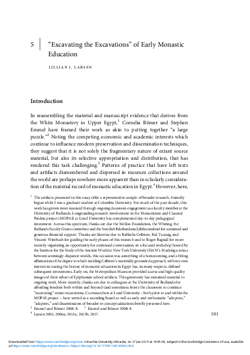 (PDF) "Excavating the Excavations" of Early Monastic Education