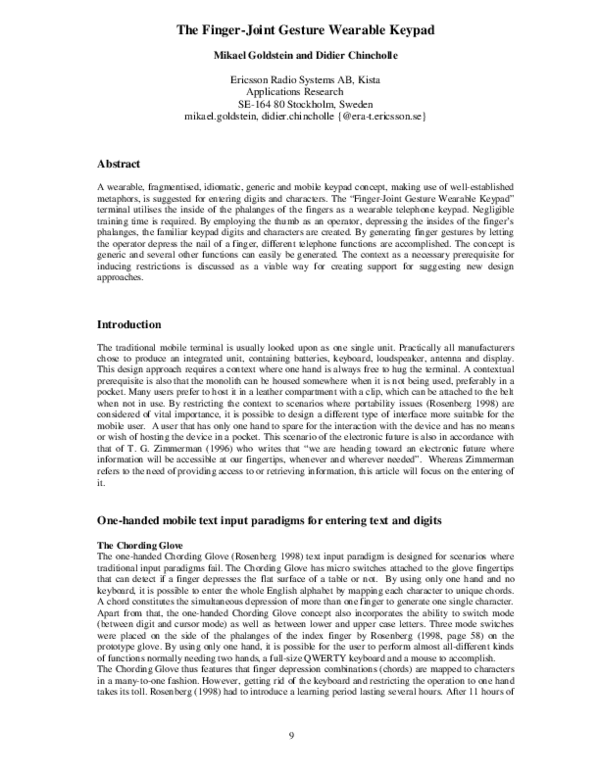 (PDF) The Finger-Joint Gesture Wearable Keypad