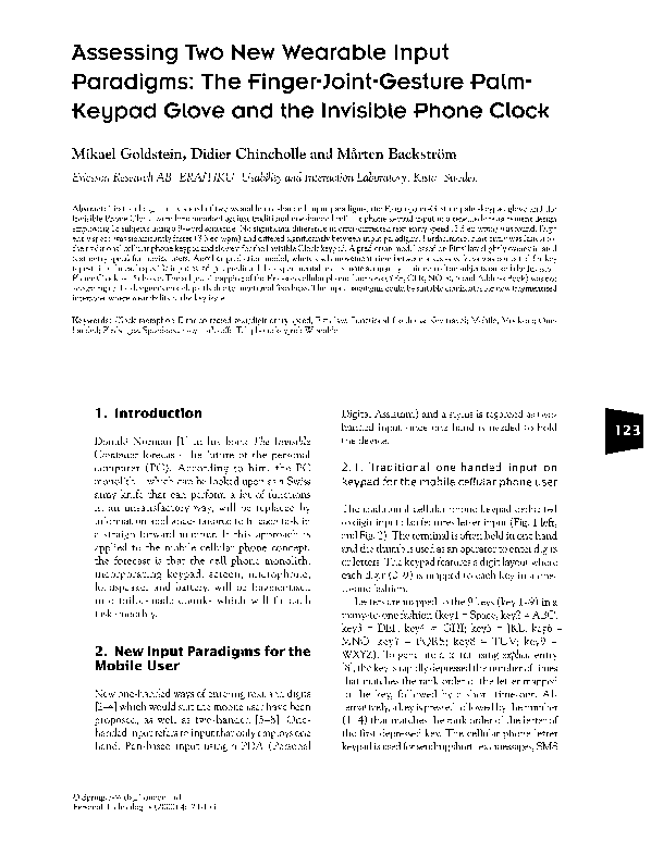 (PDF) Comparing Wearable Input Devices for Speed