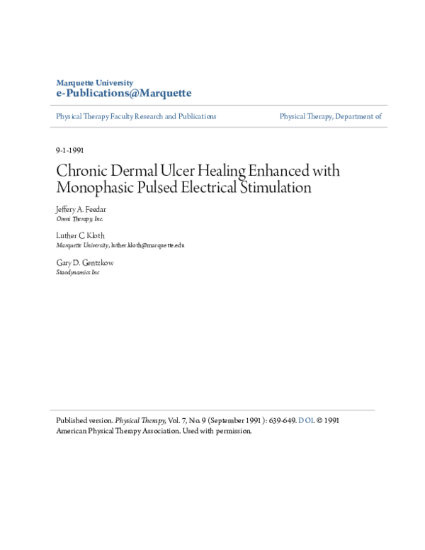 (PDF) Chronic Dermal Ulcer Healing Enhanced with Monophasic Pulsed ...