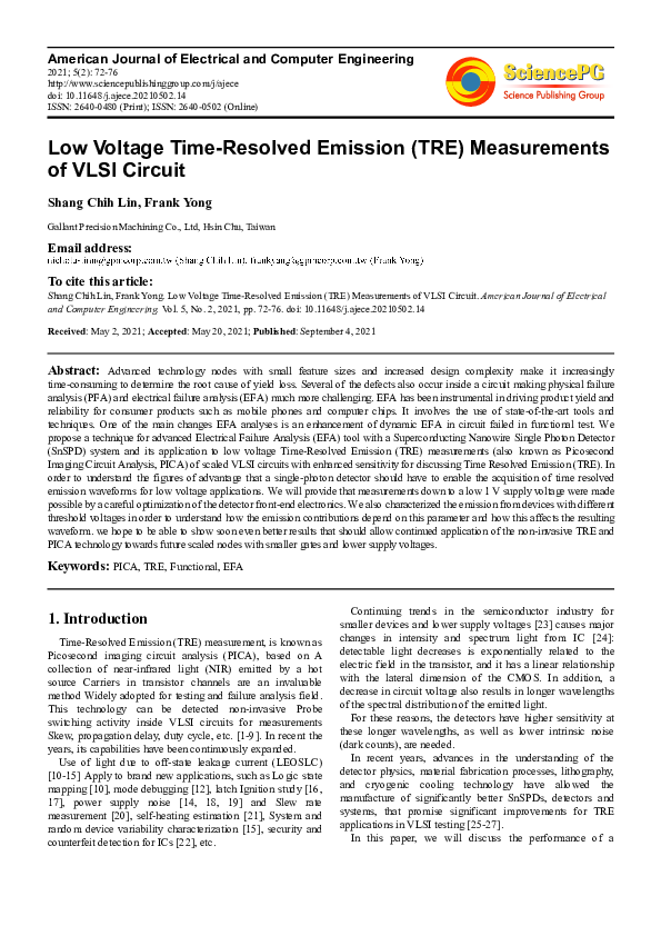 (PDF) Low Voltage Time-Resolved Emission (TRE) Measurements of VLSI Circuit