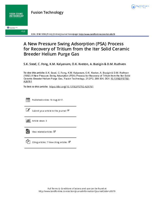 (PDF) A New Pressure Swing Adsorption (PSA) Process for Recovery of ...