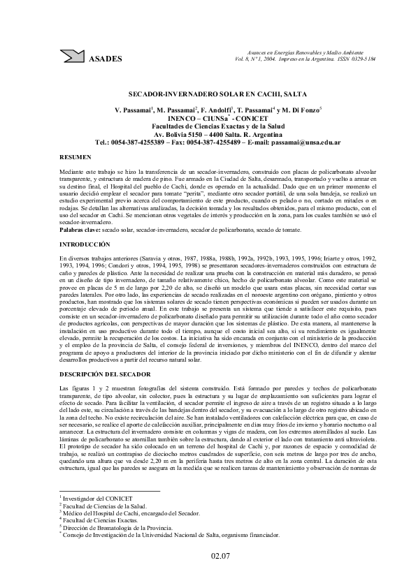 (PDF) Secador-invernadero solar en Cachi, Salta