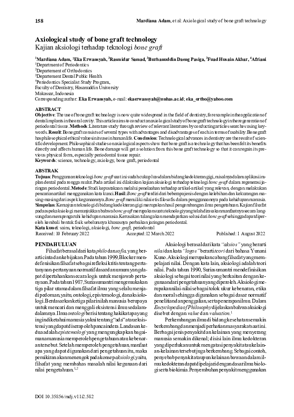 (PDF) Axiological study of bone graft technology
