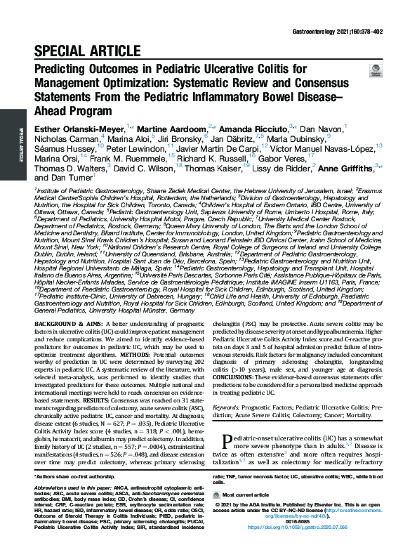 (PDF) Predicting Outcomes in Pediatric Ulcerative Colitis for ...