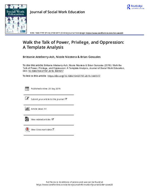 (PDF) Walk the Talk of Power, Privilege, and Oppression: A Template ...