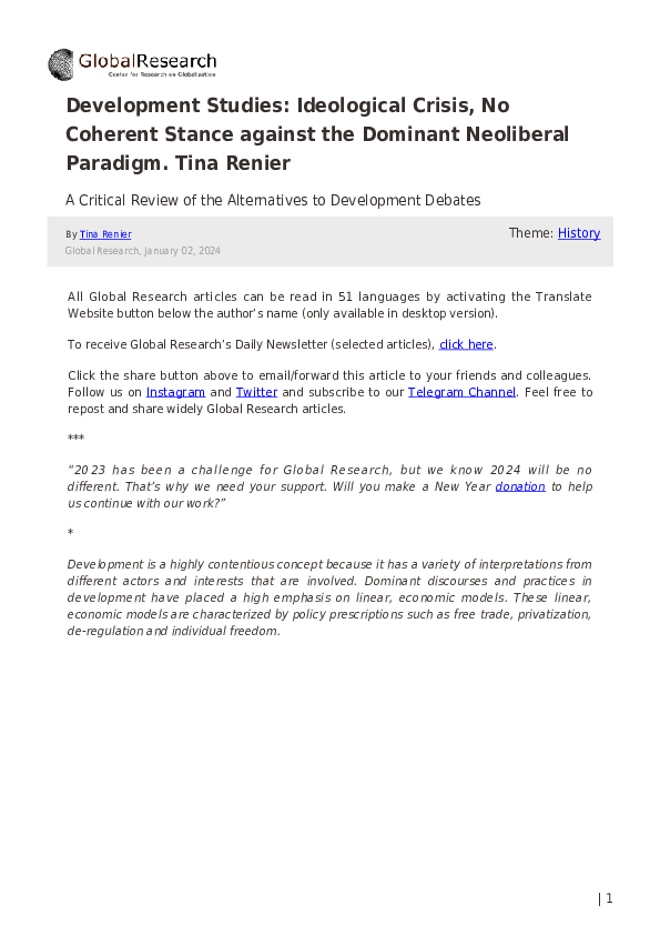 (PDF) Development Studies: Ideological Crisis, No Coherent Stance ...