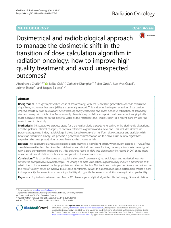 (PDF) Dosimetrical and radiobiological approach to manage the dosimetric shift in the transition ...