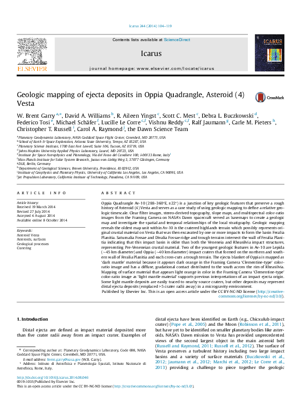 (PDF) Geologic mapping of ejecta deposits in Oppia Quadrangle, Asteroid ...