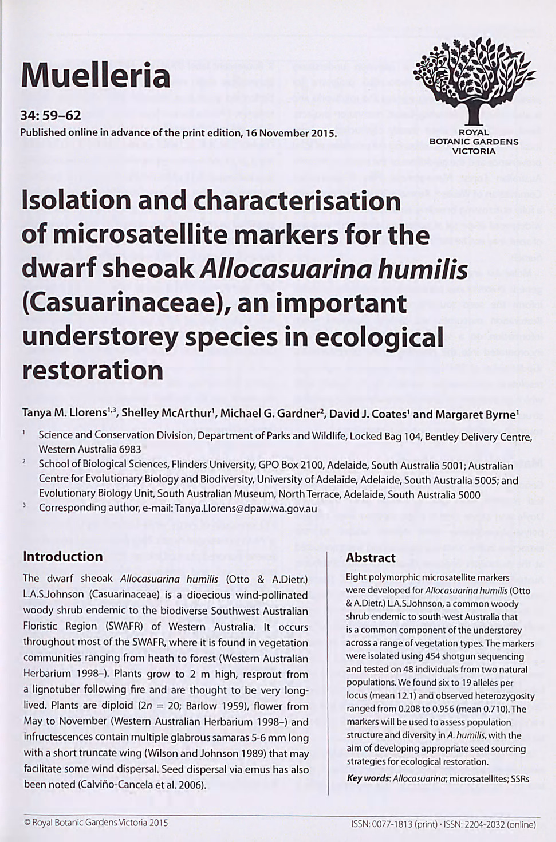 (PDF) Isolation and characterisation of microsatellite markers for the ...