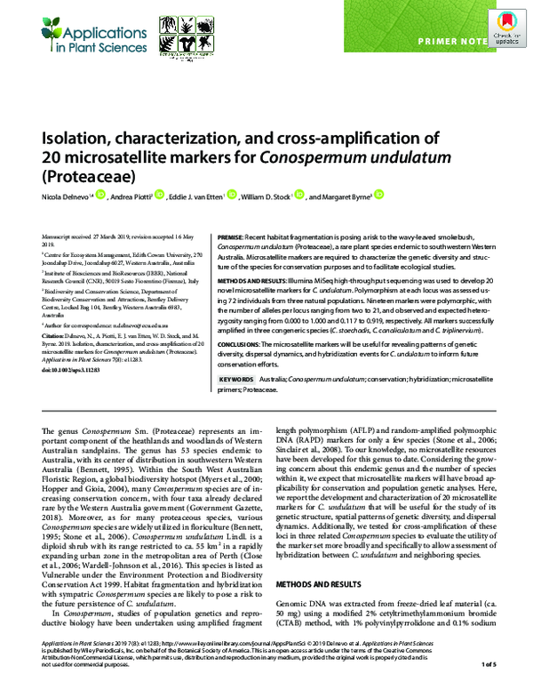 Pdf Isolation Characterization And Cross Amplification Of 20