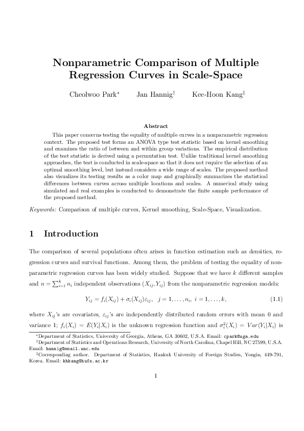 Pdf Nonparametric Comparison Of Multiple Regression Curves In Scale Space