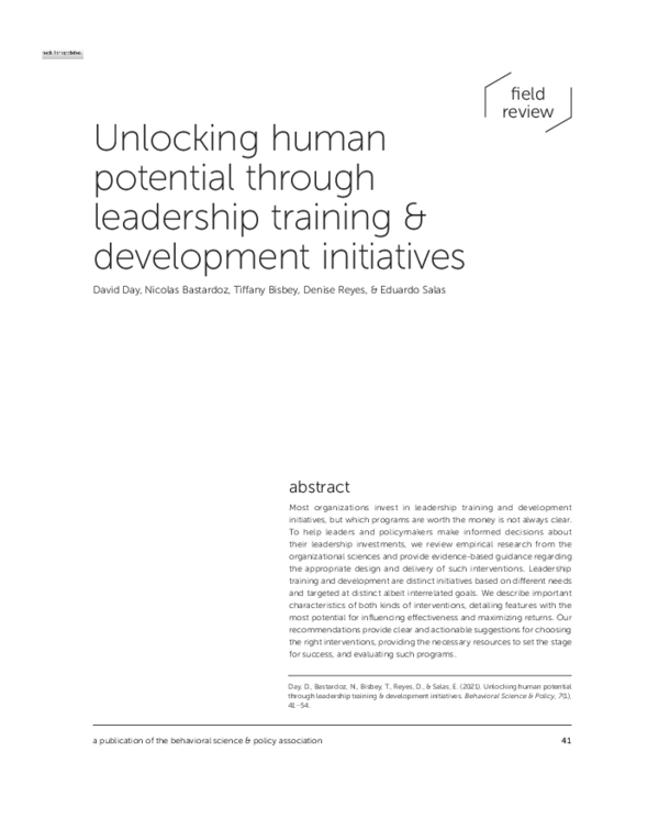 (PDF) Unlocking Human Potential Through Leadership Training and ...