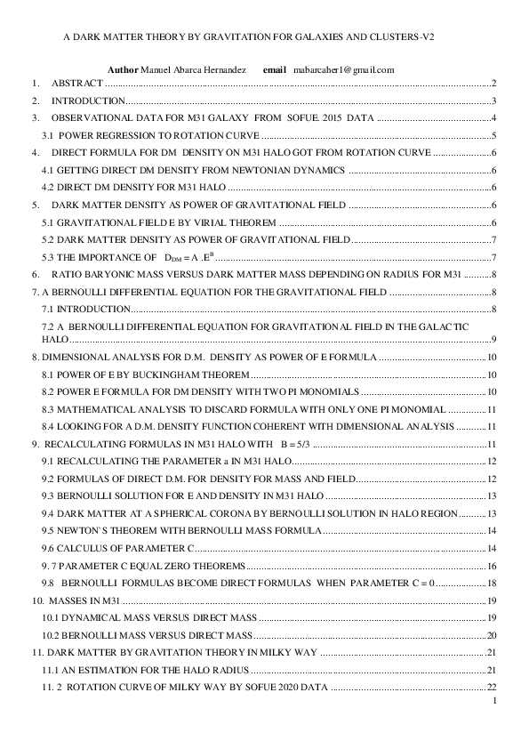 (PDF) A DARK MATTER THEORY BY GRAVITATION FOR GALAXIES AND CLUSTERS-V2