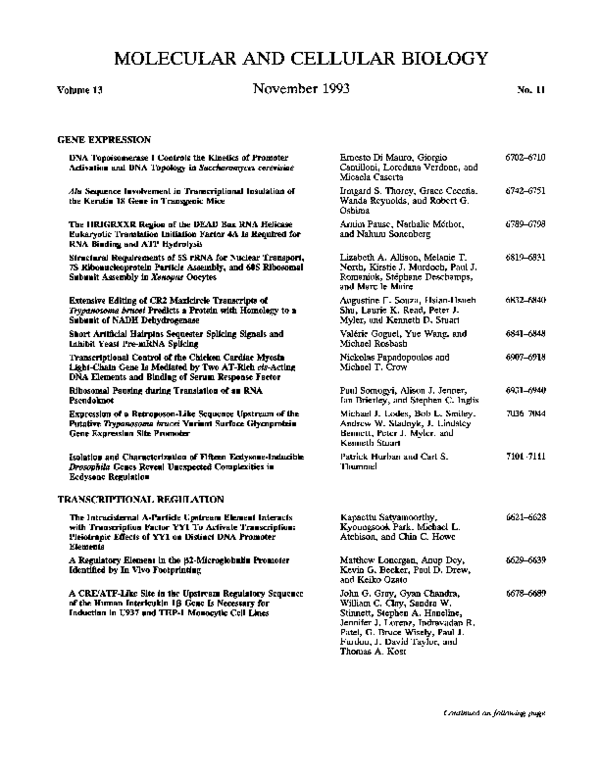 (PDF) Molecular and Cellular Biology