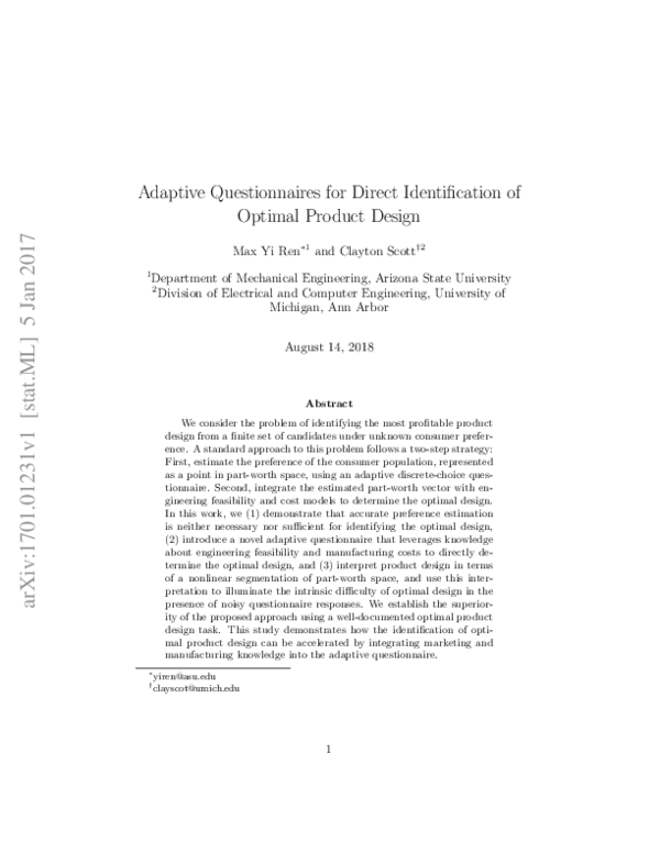 (PDF) Adaptive Questionnaires for Direct Identification of Optimal ...
