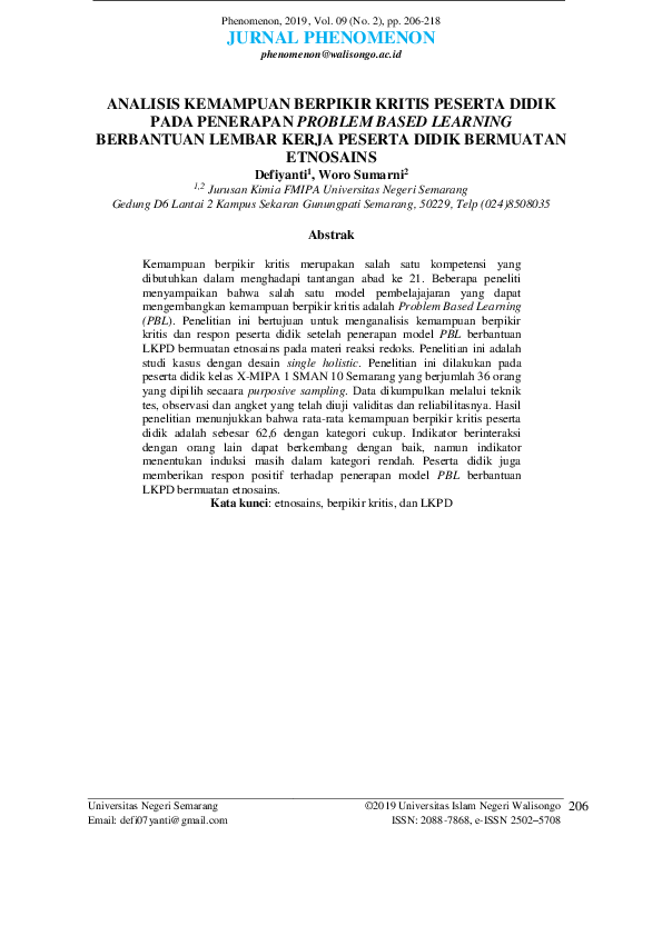 (PDF) Analisis Kemampuan Berpikir Kritis Setelah Penerapan Problem Based Learning Berbantuan ...