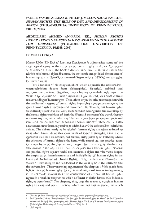(PDF) Human Rights, The Rule of Law, and Development in Africa & Human ...