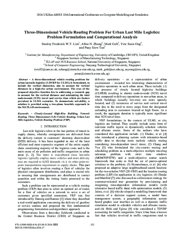 (PDF) Three-Dimensional Vehicle Routing Problem for Urban Last Mile Logistics: Problem ...