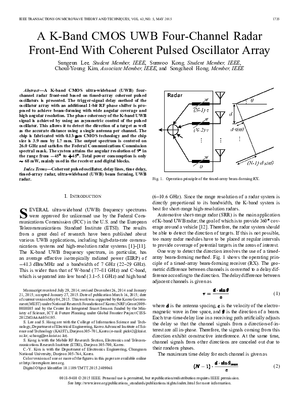 (PDF) A K-Band CMOS UWB Four-Channel Radar Front-End With Coherent Pulsed Oscillator Array
