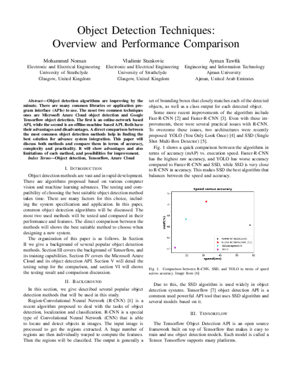 Pdf Object Detection Techniques Overview And Performance Comparison