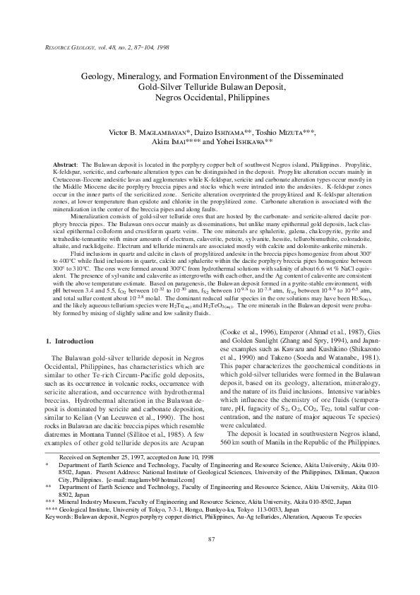 (PDF) Geology, Mineralogy, and Formation Environment of the ...