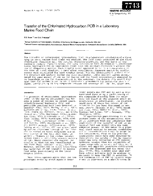 (PDF) Transfer of the chlorinated hydrocarbon PCB in a laboratory ...