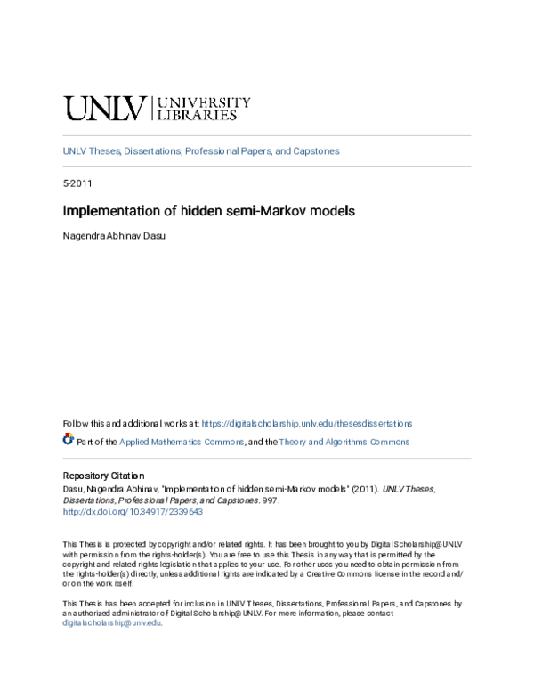 (PDF) Implementation of hidden semi-Markov models | Abhinav Dasu - Academia.edu