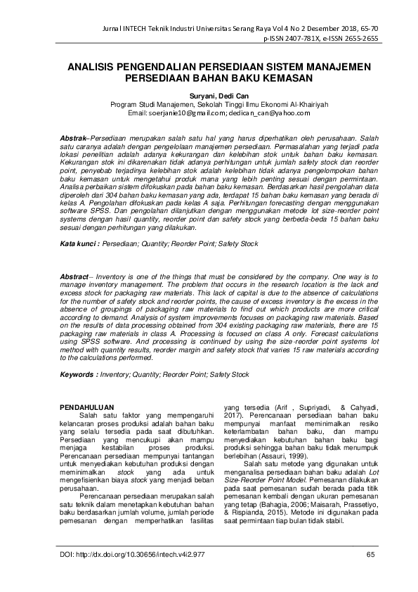 (PDF) Analisis Pengendalian Persediaan Sistem Manajemen Persediaan ...