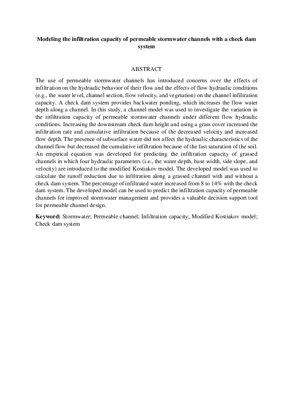 (PDF) Modeling the Infiltration Capacity of Permeable Stormwater ...